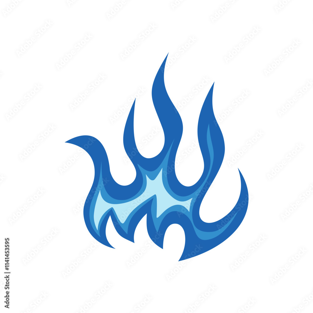 Blue fire icon. Symbol of burning natural gas. Vector illustration isolated on a white ...