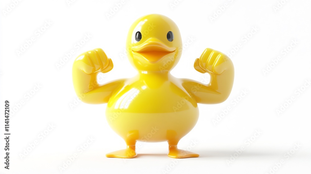 Ilustración de Stock Muscular Cartoon Duck Flexing Its Strong Arms in a ...