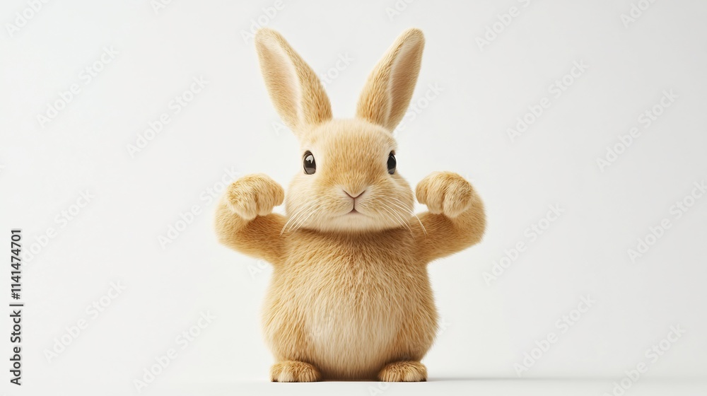Muscular Rabbit Flexing Its Strong Arms in Fighting Pose,Symbolizing ...