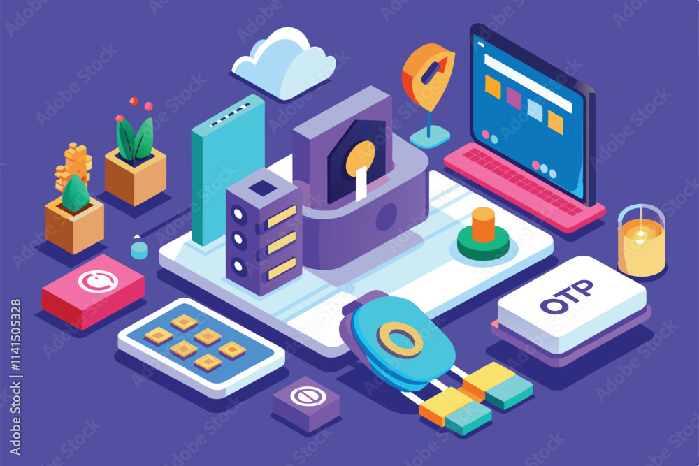 Customizable OTP entry interface displayed on various digital devices ...