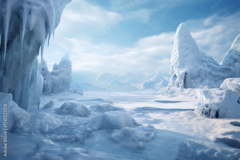 44 prehistoric winter themes with ancient ice formations and fos Stock ...