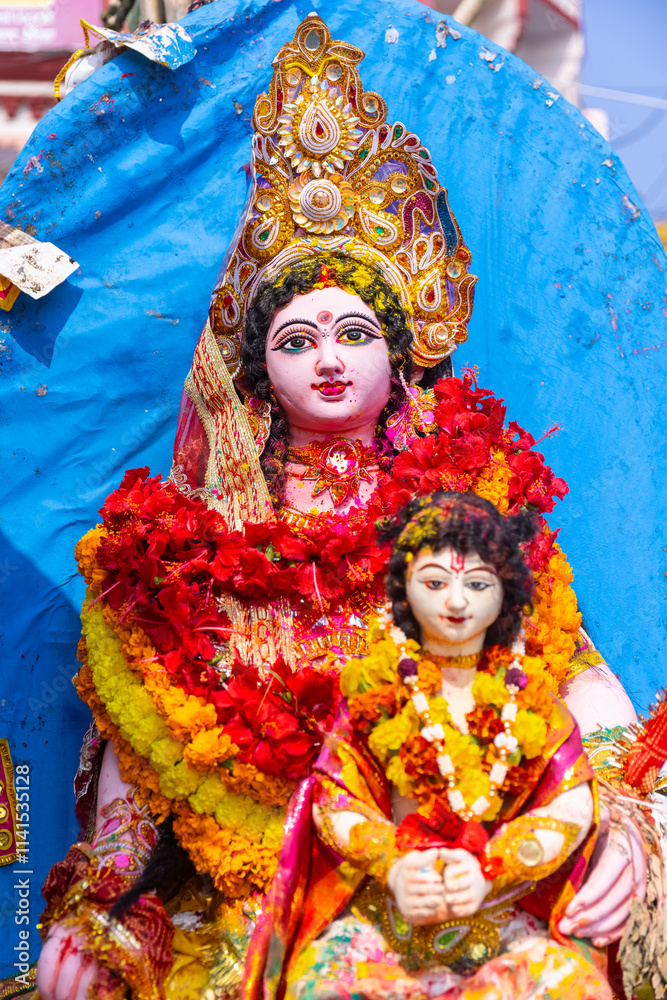 Fotografie Architecture of hindu goddess durga temple on the ghats of ...