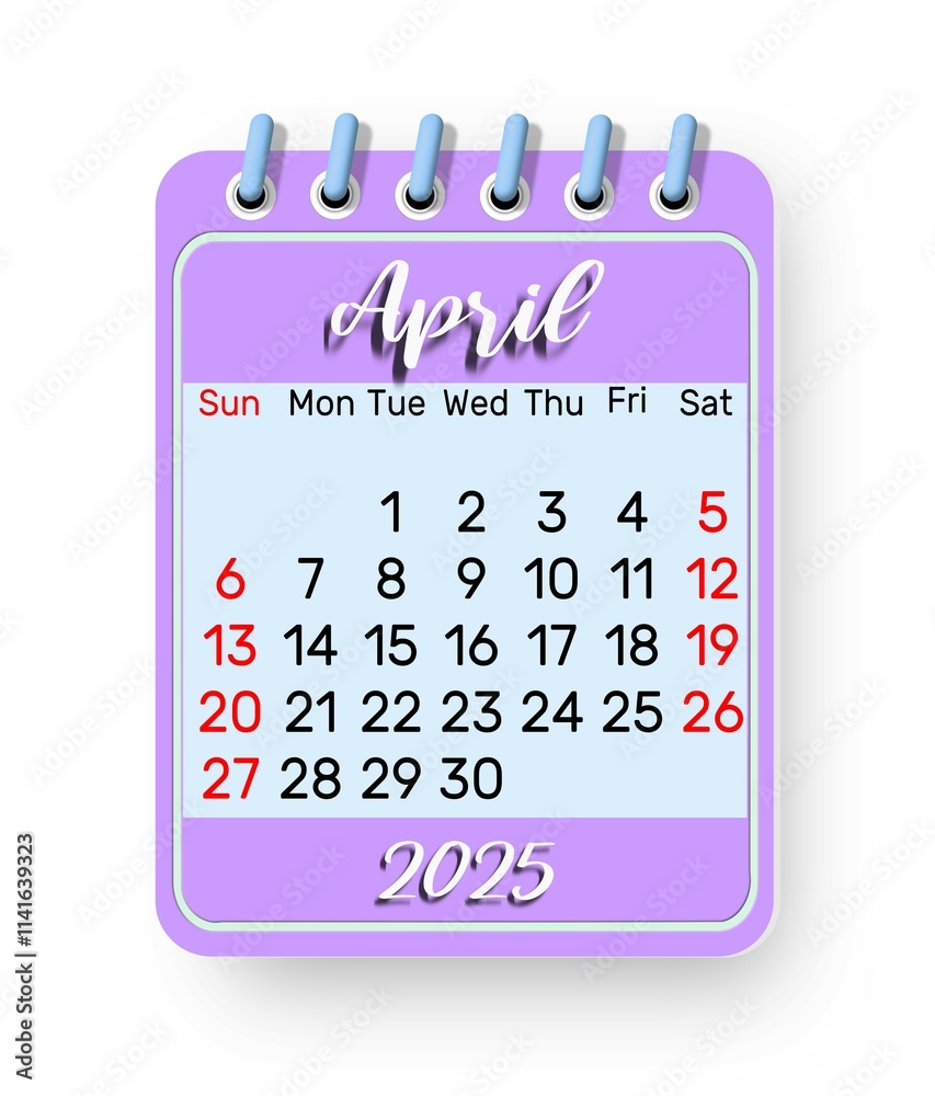 April 2025 calendar,Week starts on Sunday. showcasing each day of the ...