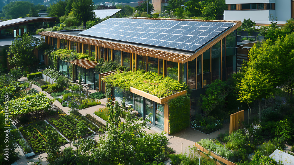 Sustainable Architecture: Eco-Friendly Building with Green Roof and ...