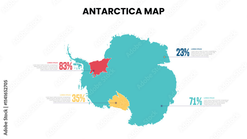 Antarctica Modern Map Percentage Infographic Template Detailed ...