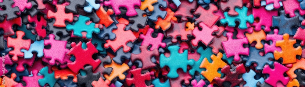 Colorful Jigsaw Puzzle Pieces in a Vibrant Array Creating an Engaging ...
