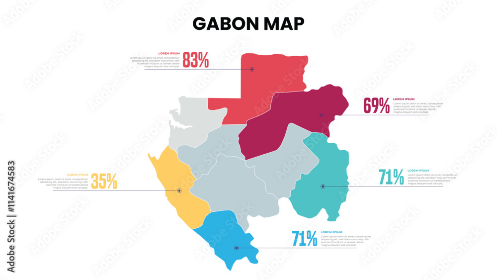 Gabon Modern Map Percentage Infographic Template Detailed infographic ...