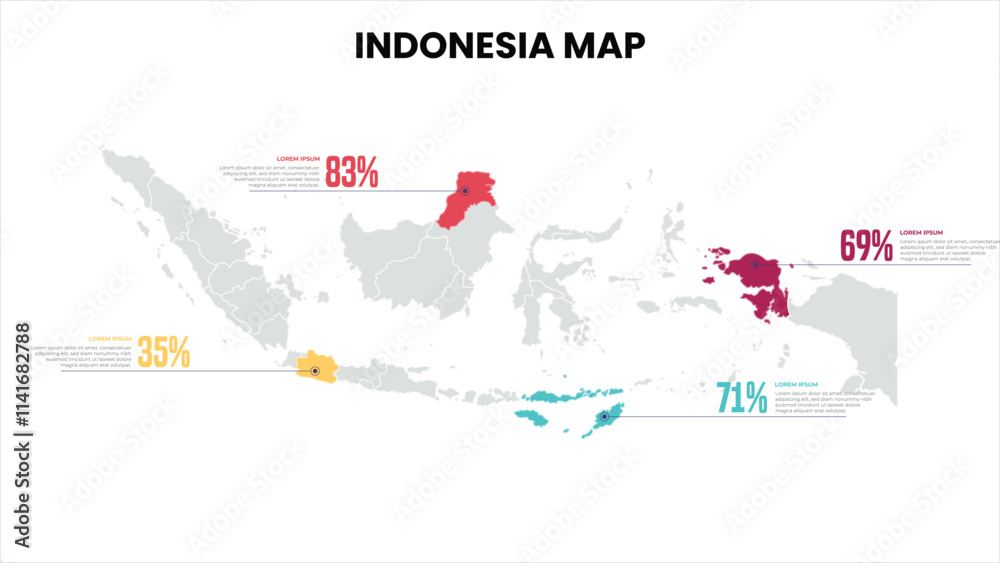 Indonesia Modern Map Percentage Infographic Template Detailed ...