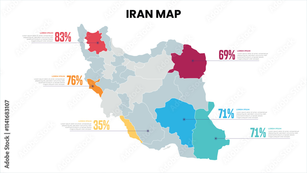 Iran Modern Map Percentage Infographic Template Detailed infographic ...