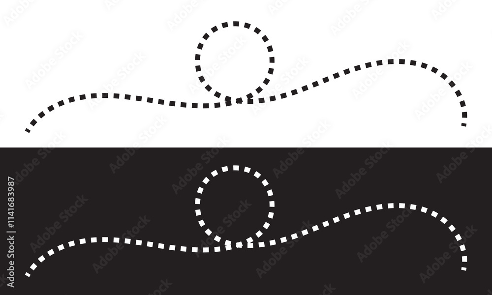 Path travel dotted line trip dashed trace destination track plan and ...