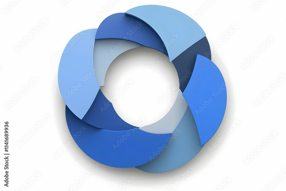 Abstract Circular Design, Blue Segments Interlock Forming a Ring ...