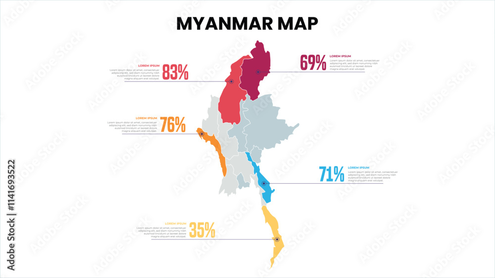 Myanmar Modern Map Percentage Infographic Template Detailed infographic ...
