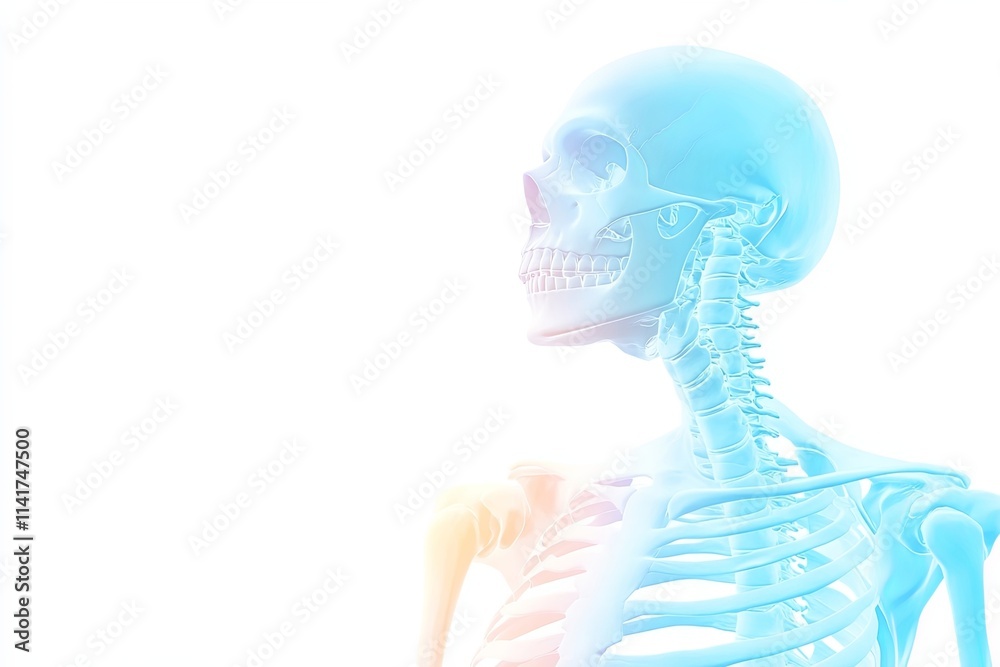 Human Anatomy: Upper Body Skeletal Structure, Pastel Color Palette ...