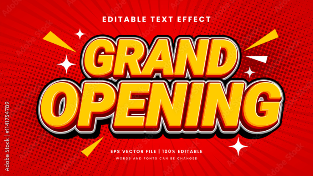 Grand opening 3d editable text effect template Stock Vector | Adobe Stock