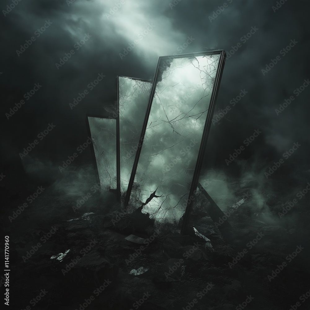 Mirrors of the Unknown: A haunting and enigmatic scene of three ...