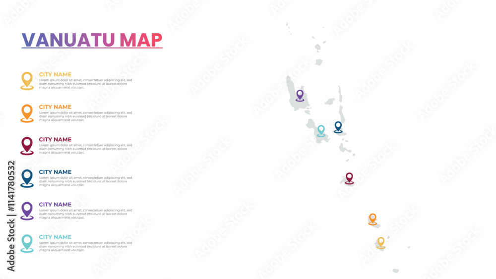 Vanuatu Modern Map Infographic Template, Detailed infographic map of ...