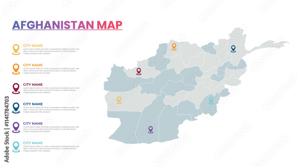 Afghanistan Modern Map Infographic Template, Detailed infographic map ...