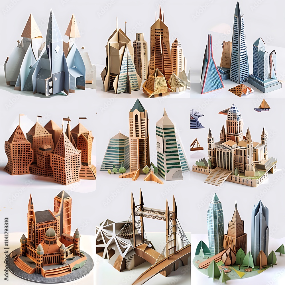 Intricate paper art models of iconic buildings urban environment 3d ...