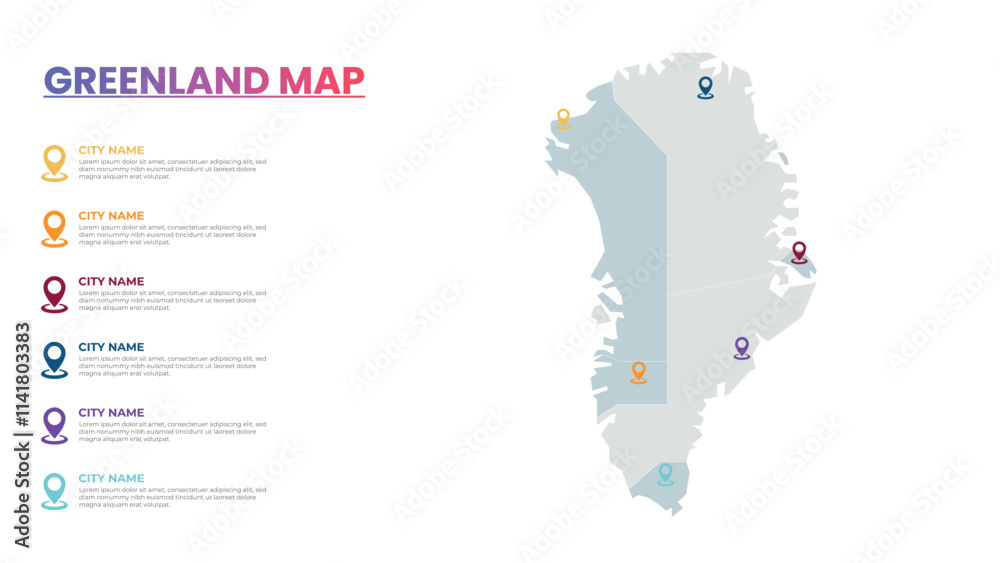 Greenland Modern Map Infographic Template, Detailed infographic map of ...
