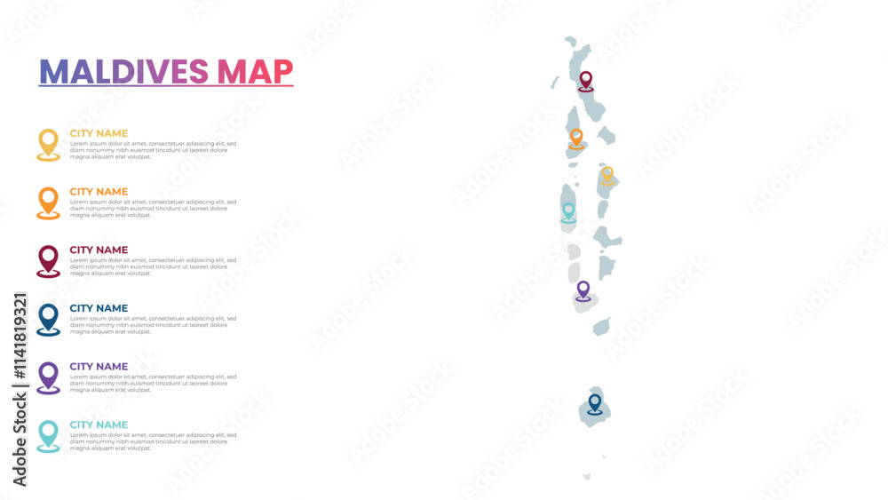 Maldives Modern Map Infographic Template, Detailed infographic map of ...