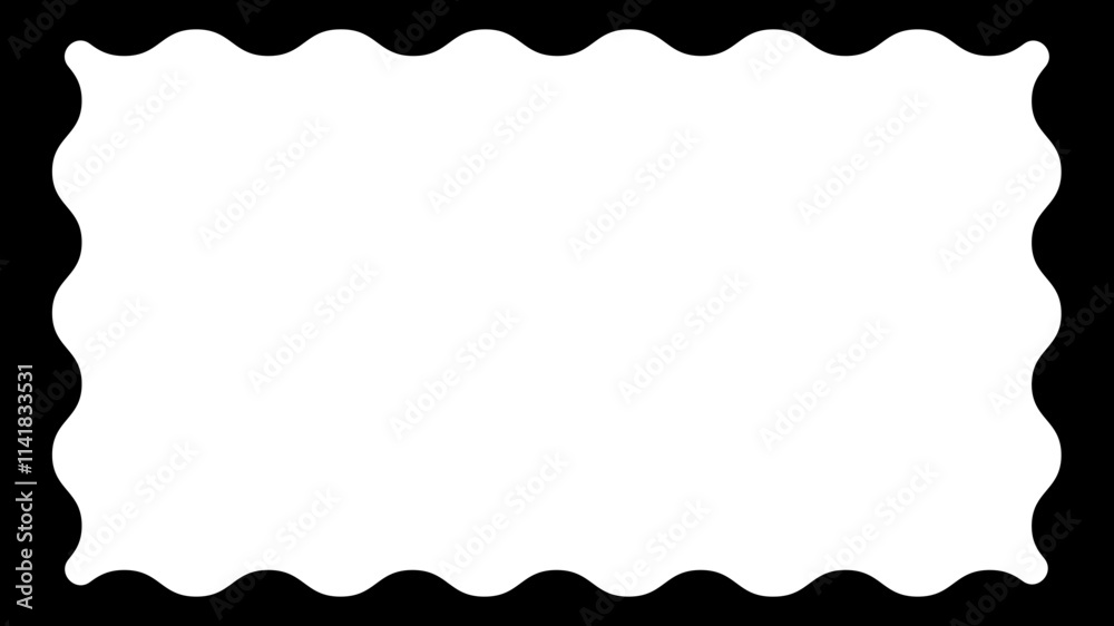 Wavy Scallop Squiggly Horizontal Border Frame Template Vector ...