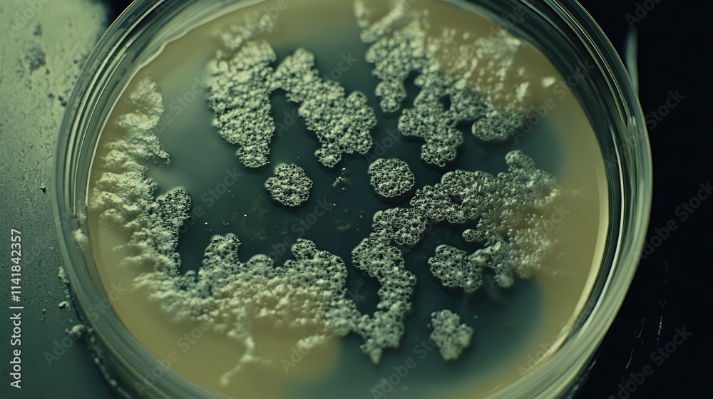 Foto Bacterial colonies from skin samples on agar in a Petri dish ...