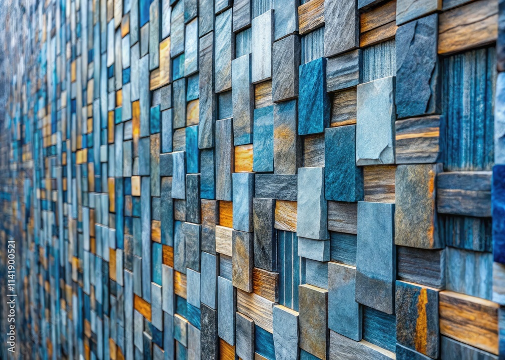 Modern architectural photography: deep focus reveals textured gray-blue ...