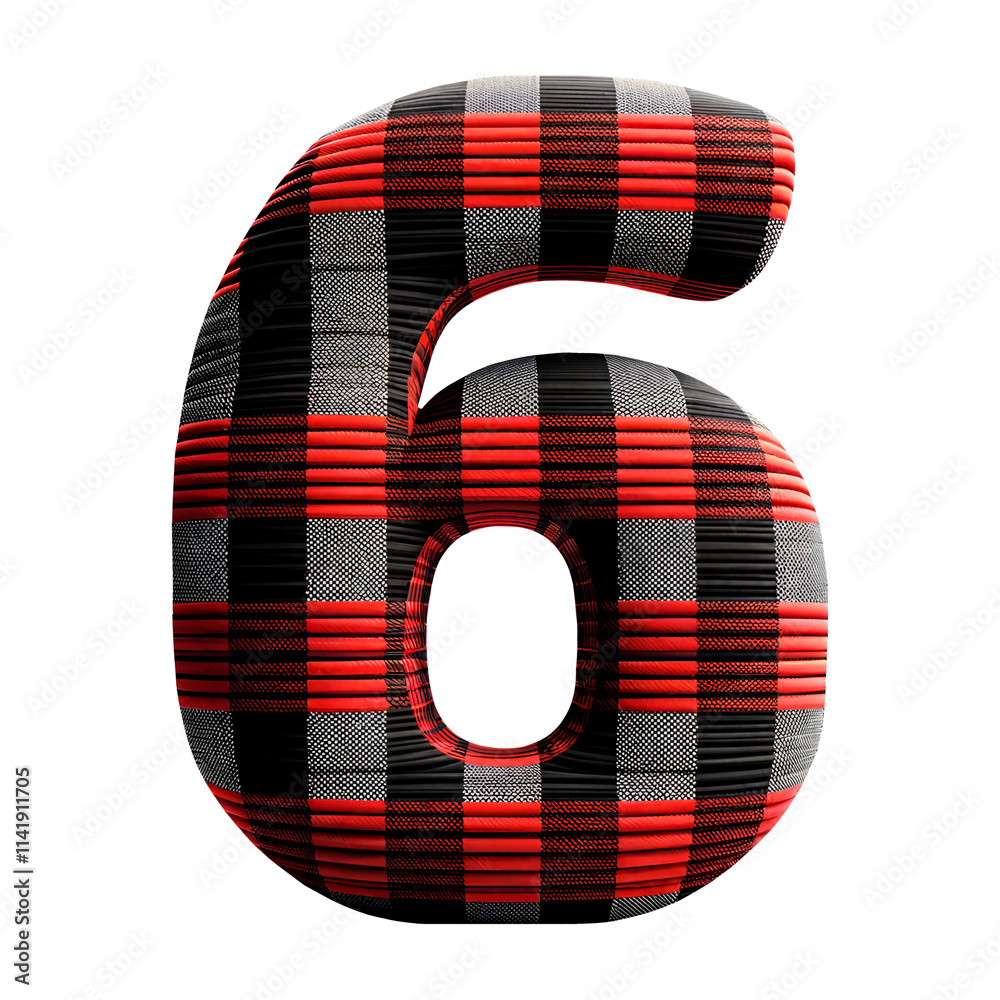 Buffalo Plaid Number 6 with a transparent background, perfect for ...