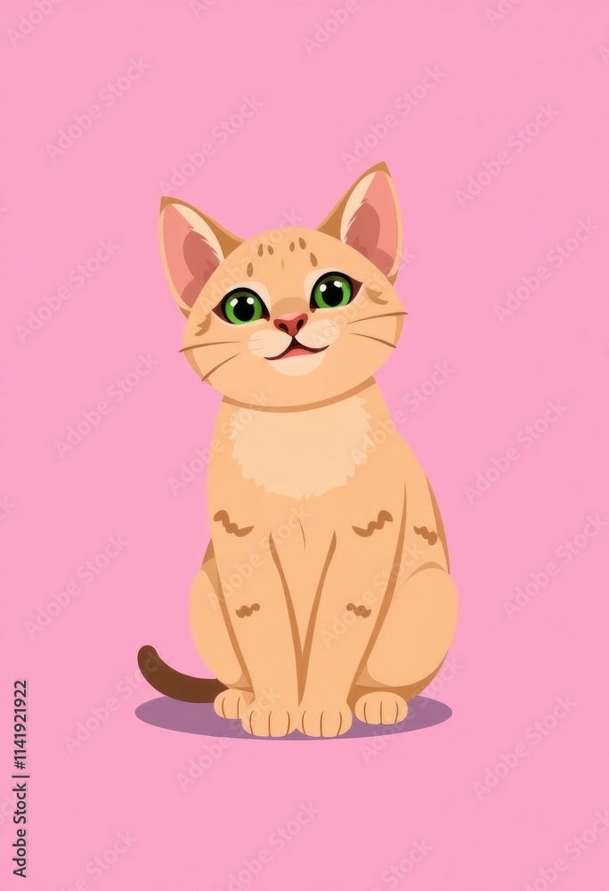 Adorable Abyssinian Cat Cartoon Flashcards Clipart Isolated on Soft ...