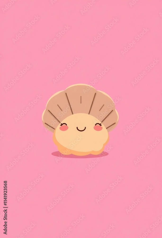 Adorable Scallop Cartoon Flashcards Clipart Isolated on Soft Vibrant ...