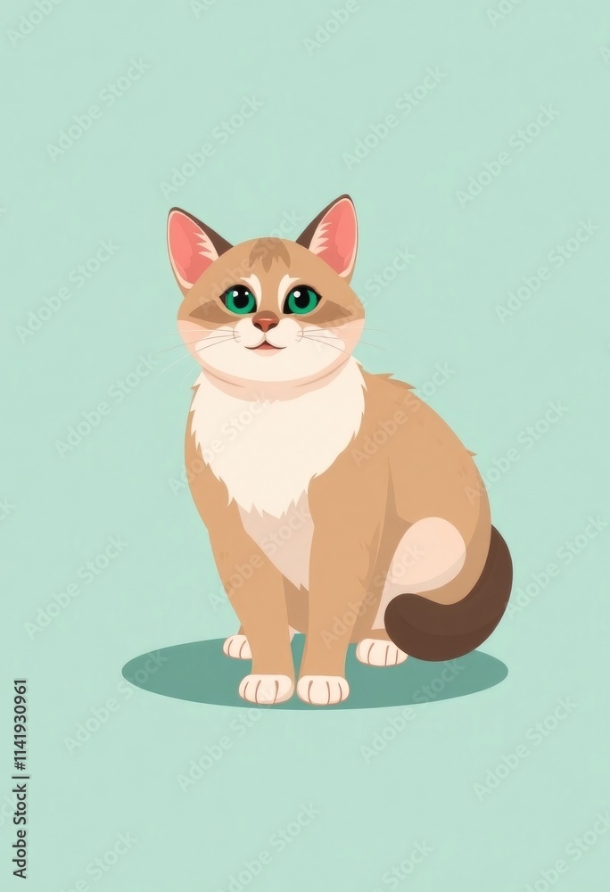 Adorable Burmilla Cat Cartoon Flashcards Clipart Isolated on Soft ...