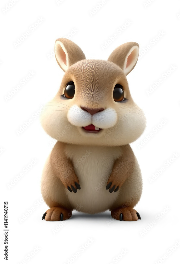 3D Chibi Arctic Hare Flashcards Clipart. Suitable for animal flashcard ...