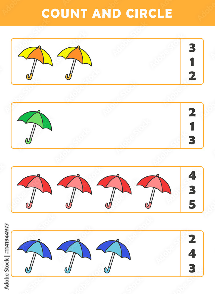 Count and circle the correct number. Counting educational children game ...