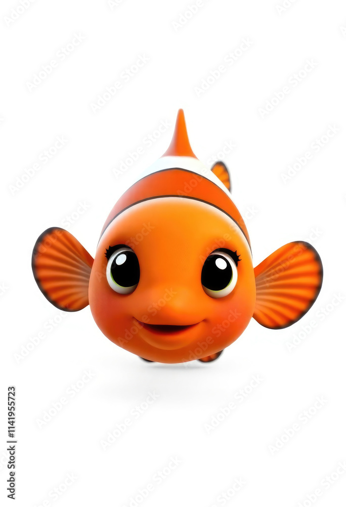 3D Chibi Clownfish Flashcards Clipart. Suitable for animal flashcard ...