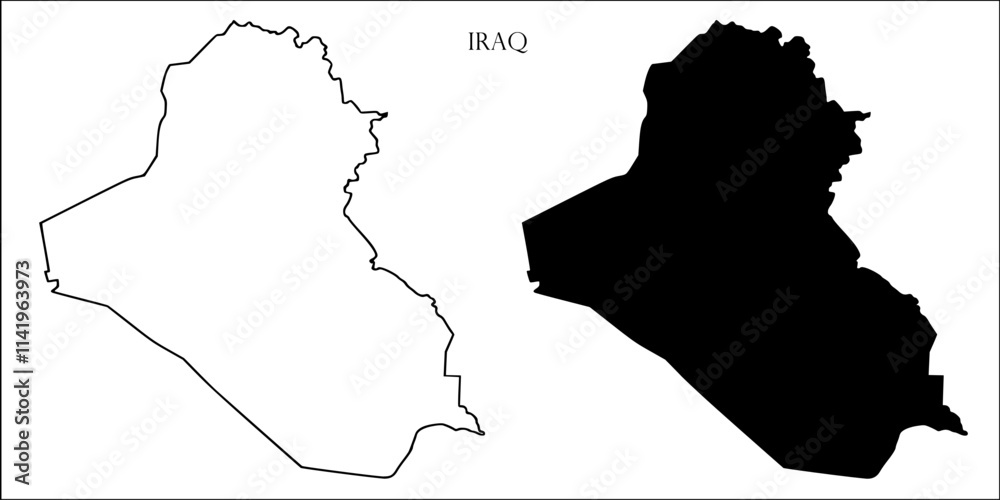 Iraq Blank Map, Iraq Map Outline Vector Images Stock Vector | Adobe Stock