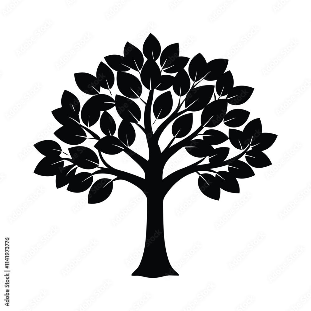 vector of Fig Tree (Ficus carica) design, labeled vector art, linocut ...