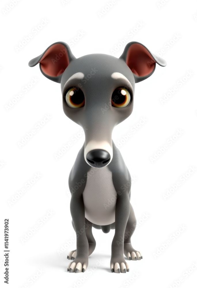 3D Chibi Italian Greyhound Dog Flashcards Clipart. Suitable for animal ...