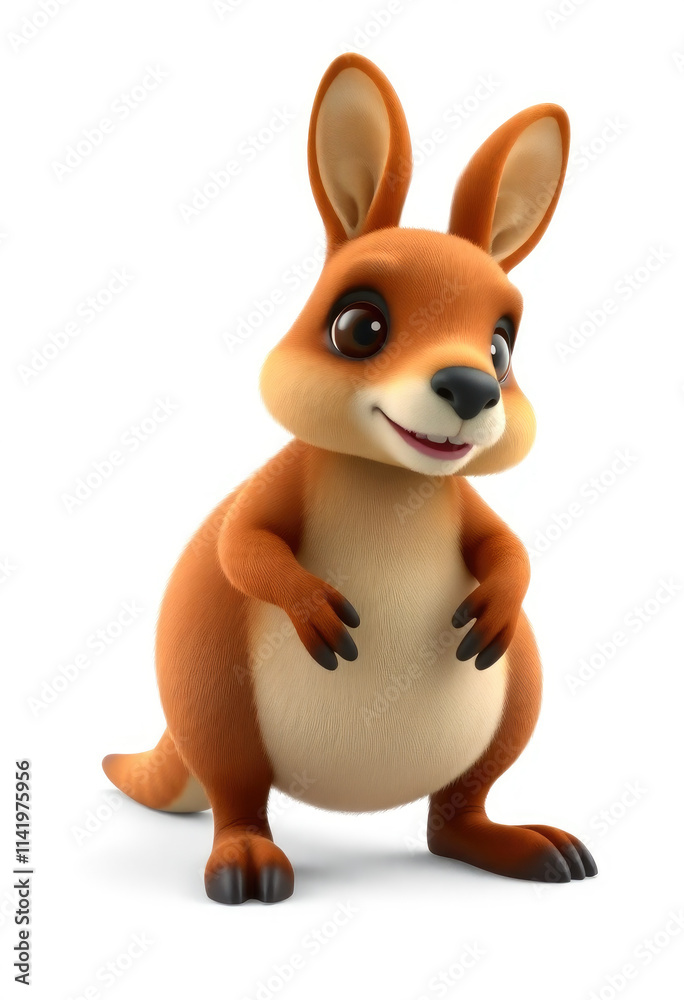 3D Chibi Kangaroo Flashcards Clipart. Suitable for animal flashcard ...