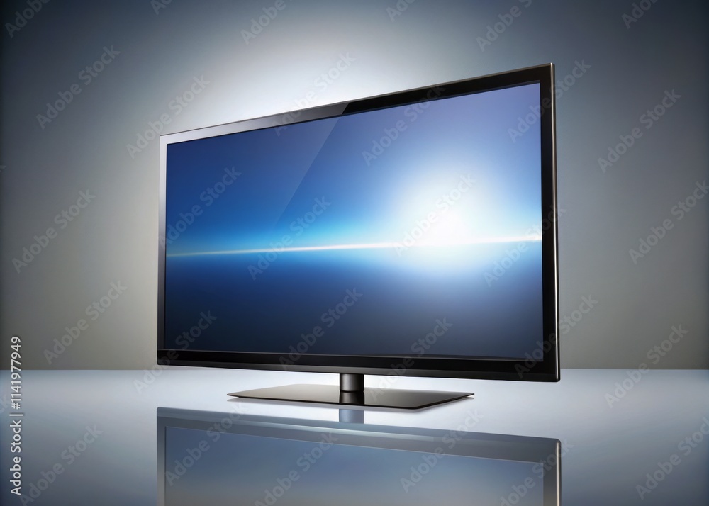 Black LED TV Screen Mockup - Worm's Eye View, Blank Plasma Display ...