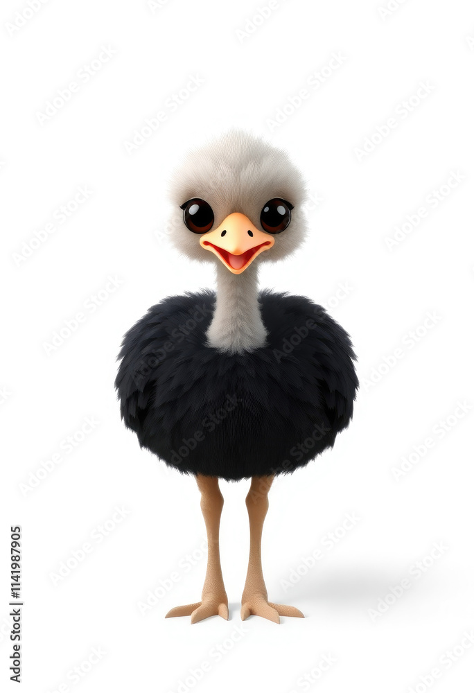 3D Chibi Ostrich Flashcards Clipart. Suitable for animal flashcard ...