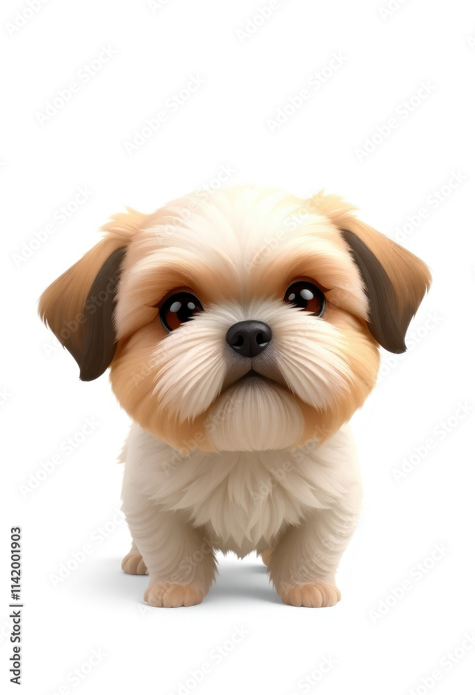 3D Chibi Shih Tzu Dog Flashcards Clipart. Suitable for animal flashcard, alphabet flashcards ...