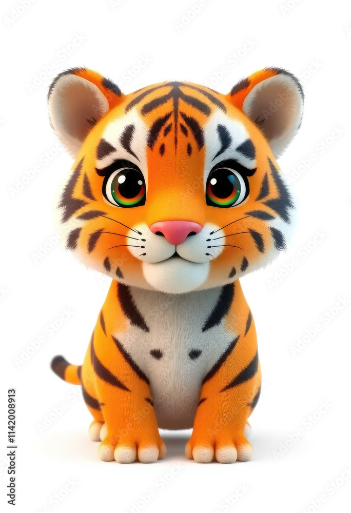 3D Chibi Tiger Flashcards Clipart. Suitable for animal flashcard ...