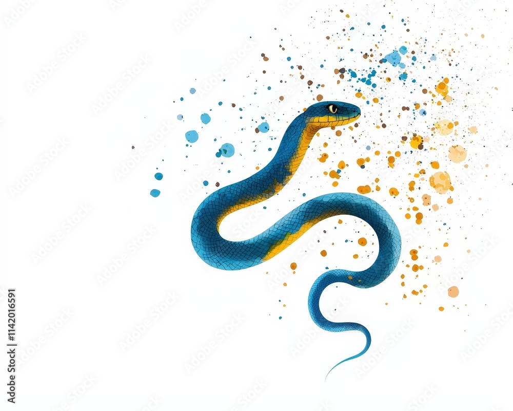 Snake coiling upward with firework trails highlighting its movement ...