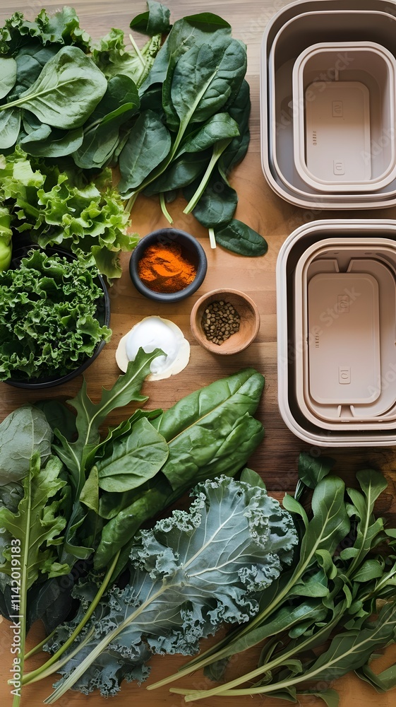 Organized Meal Prep Setup with Reusable Containers and Ingredients ...