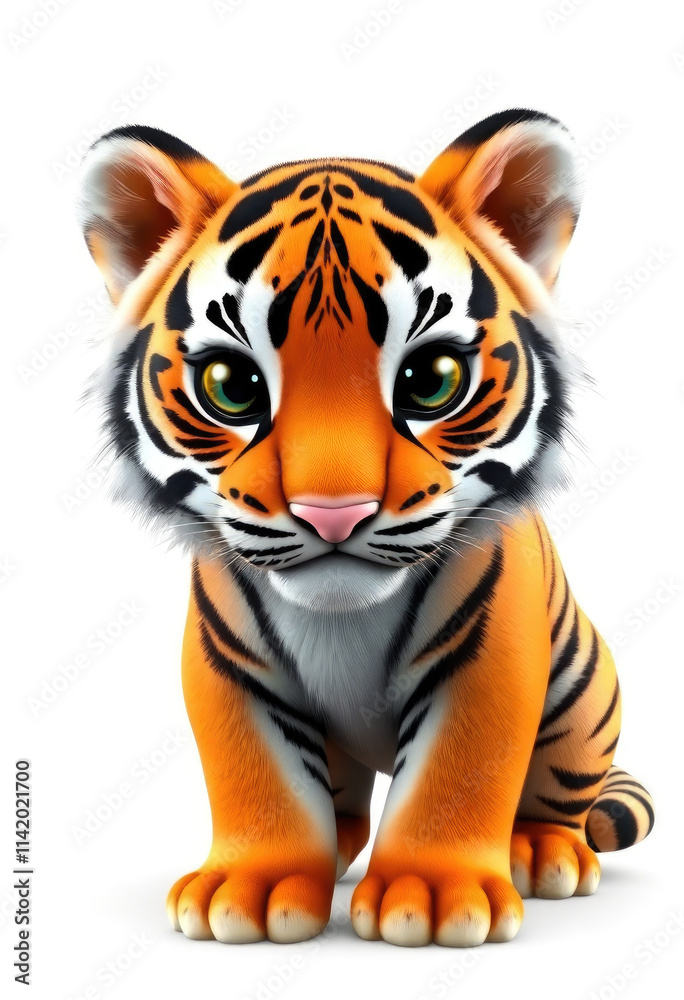 Montessori Flashcards Clipart Kawaii Bengal Tiger Clipart isolated on a ...
