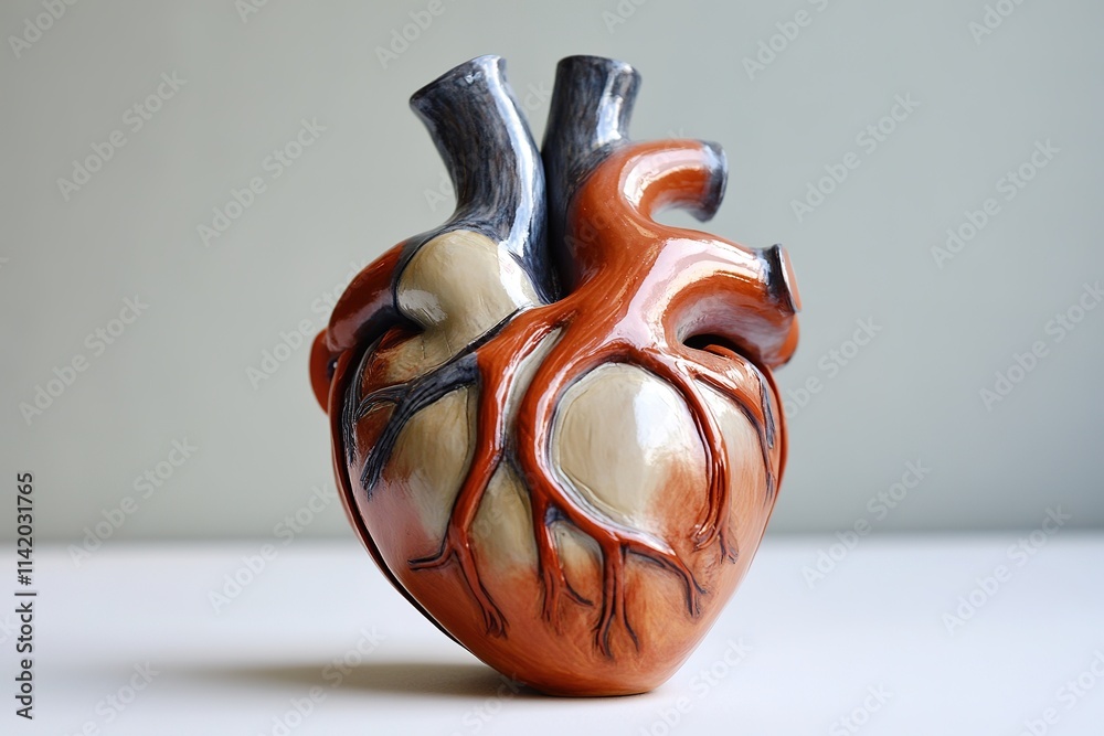 Human heart model showing ventricles and arteries in detail Stock Photo ...
