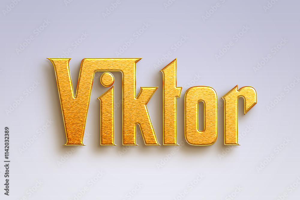 Gold text effect of German name Viktor on light-blue background. Stock ...