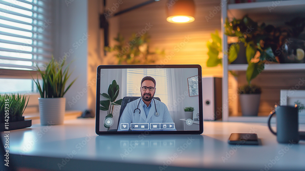 This doctor conducts a virtual therapy session from a home office ...