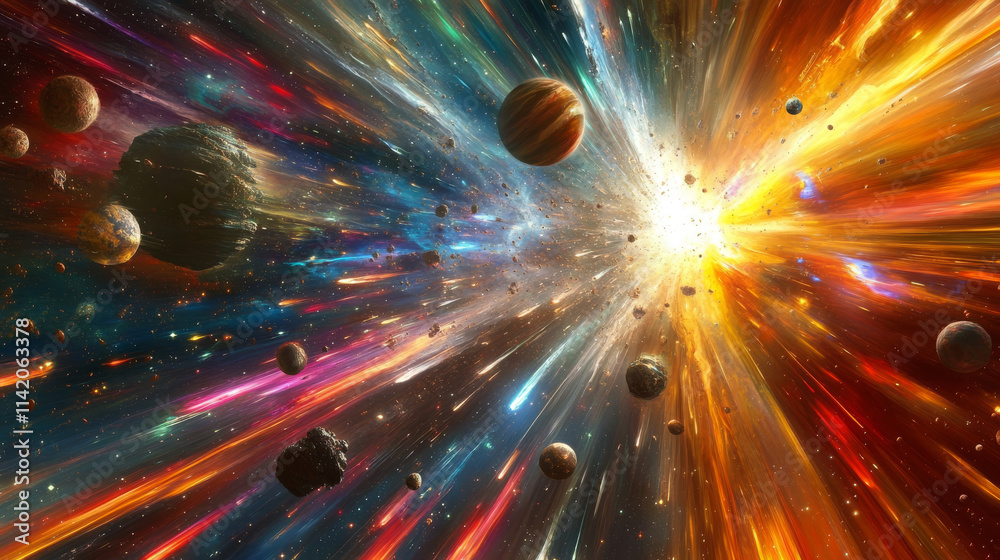 Ilustración de Stock Vector galaxy falling asteroid and alien spaceship ...