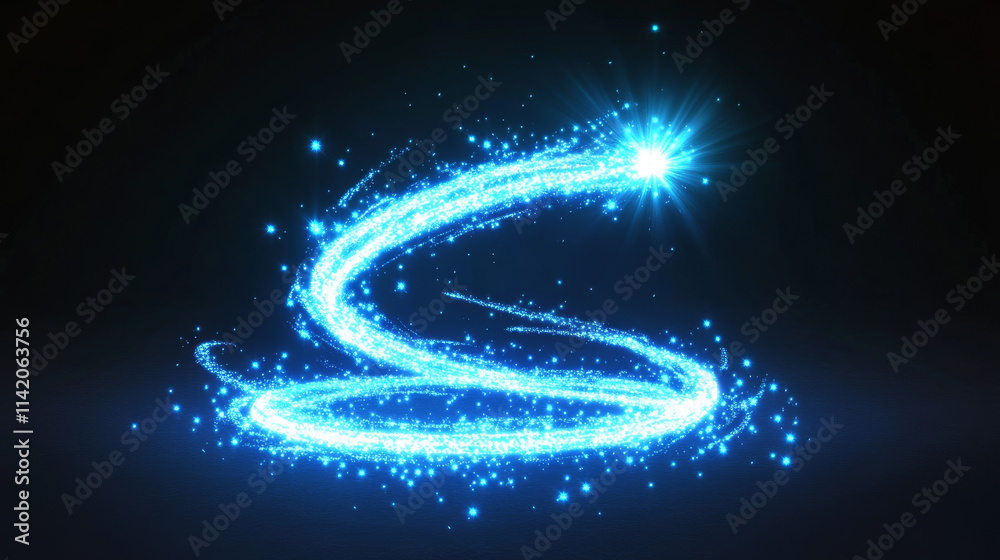 Neon magic wawes, wind effect purple twirl with blue sparkles. Swirl of ...